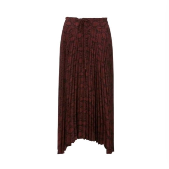 A.L.C. | Skirts | Alc Maya Pleated Snake Maxi Skirt Womens Maroon Black ...